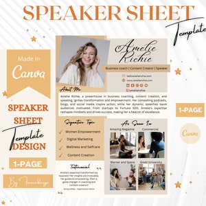 Printable Speaker Sheet Template Editable Keynote Speaker One Sheet ...