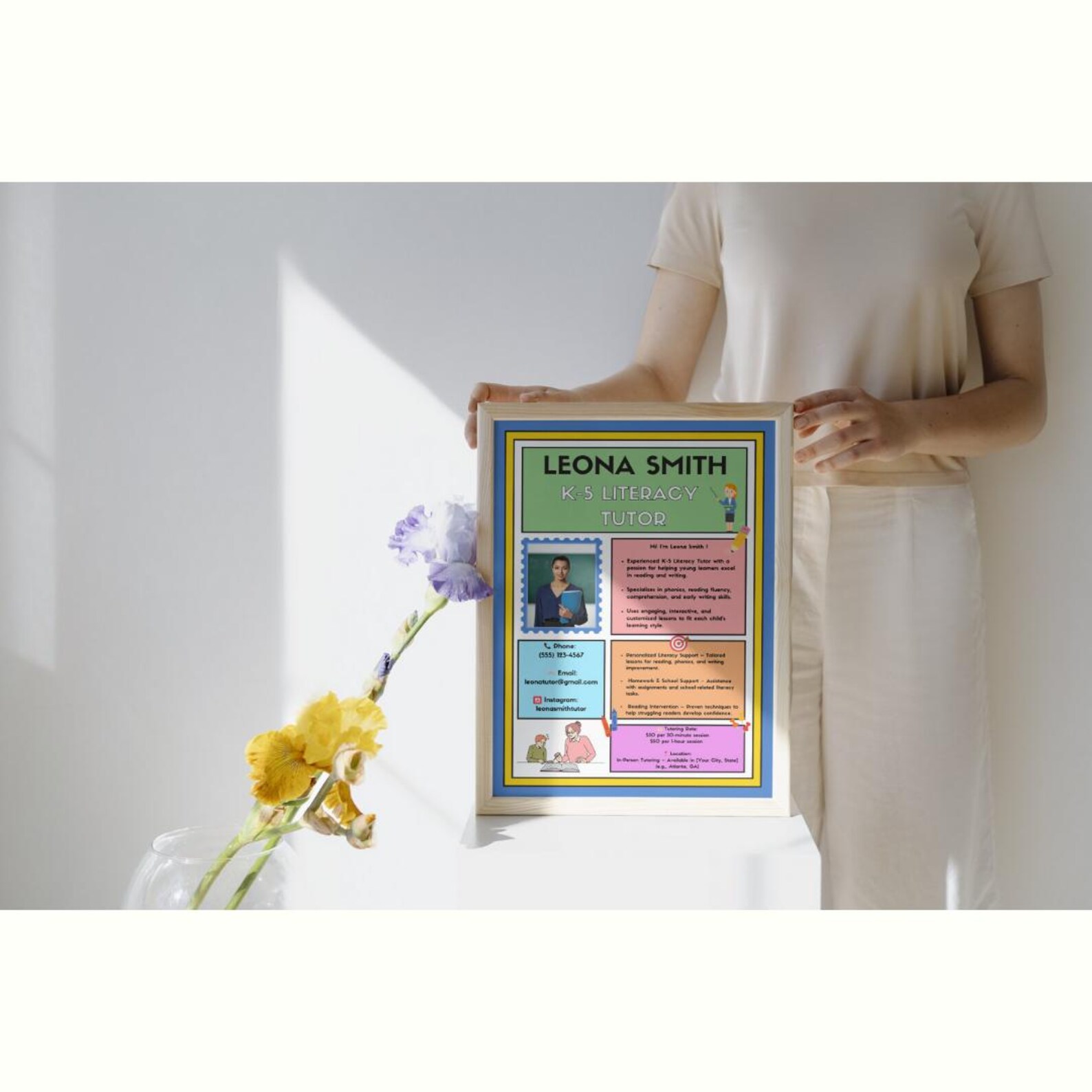 Tutor Flyer for Teacher Tutoring Poster Template Online Tutor Ads ...
