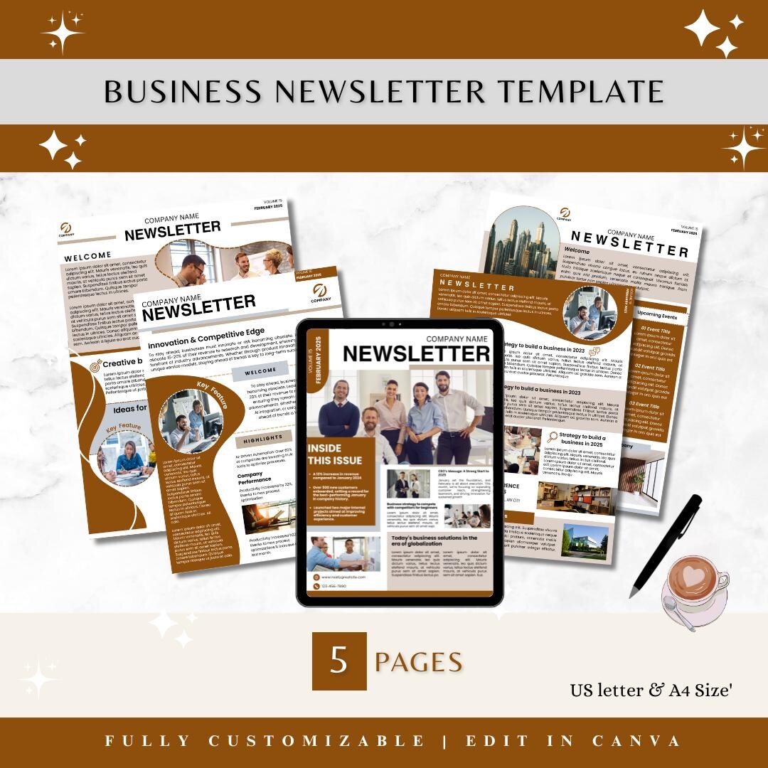 Business Newsletter Template Newspaper Digital Newsletter Canva ...
