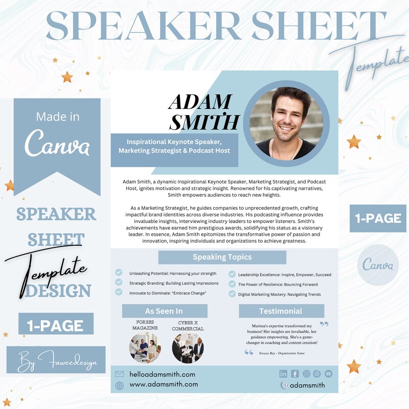 Speaker One Sheet - Etsy