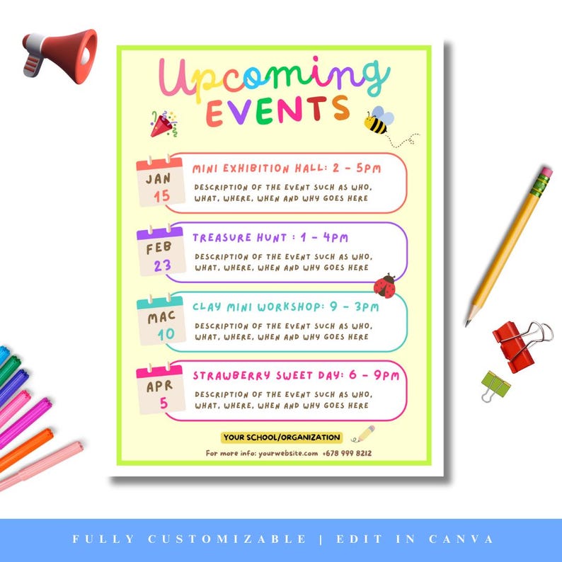 Editable Events Flyer Upcoming Event Flyer Event Planner Timetable ...