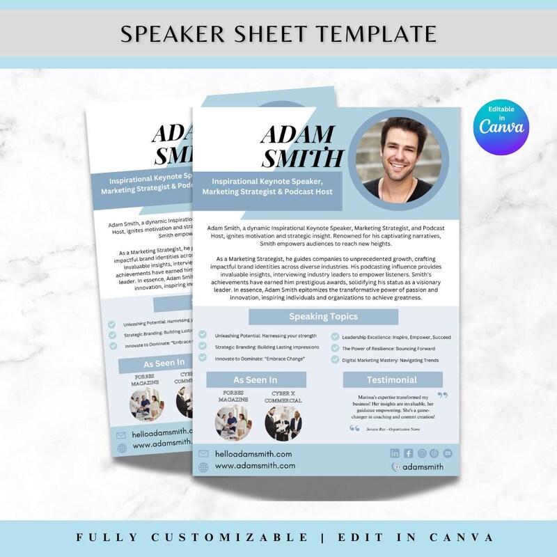 Speaker One Sheet - Etsy