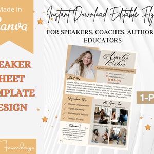 Printable Speaker Sheet Template Editable Keynote Speaker One Sheet ...