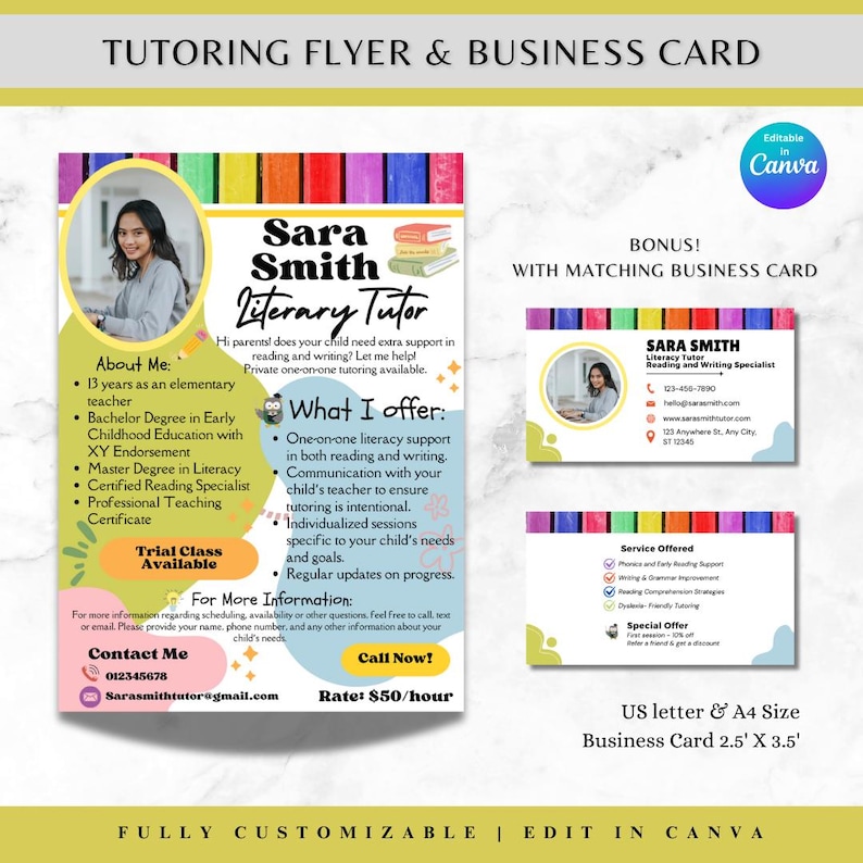 Tutoring Flyer Tutor Flyer for Teacher Online Tutoring Template ...
