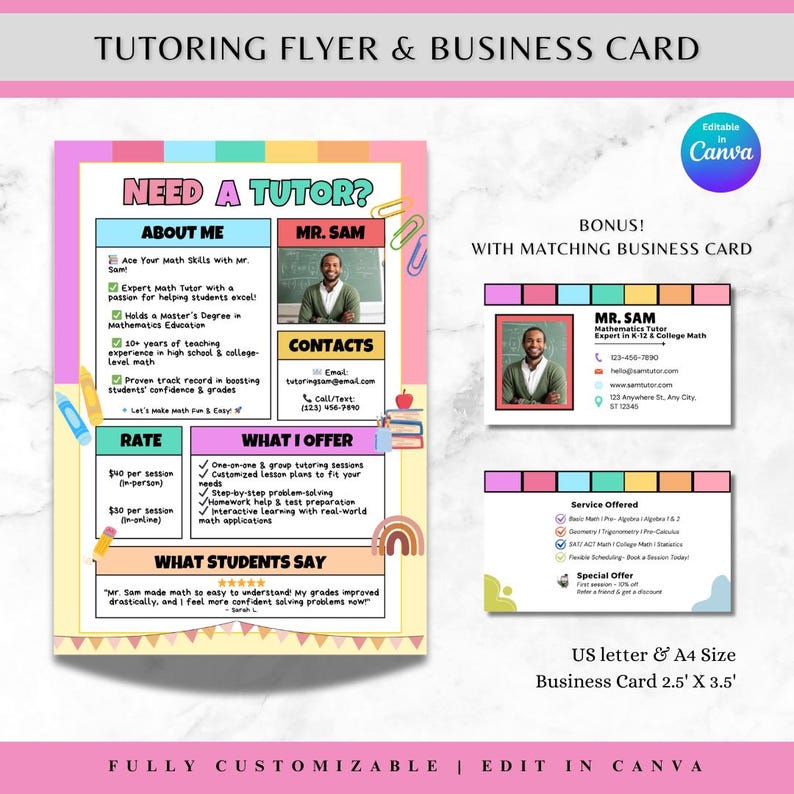 Tutoring Flyer Tutor Flyer for Teacher Online Tutoring Template ...