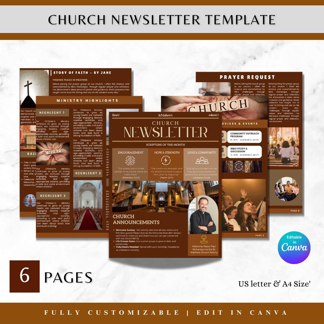 Church Newsletter Template Church Updates Church Bulletin Flyers Temple ...