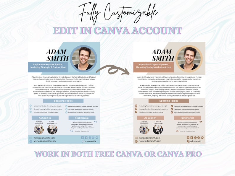 Printable Speaker Sheet Template Editable Keynote Speaker One Sheet ...