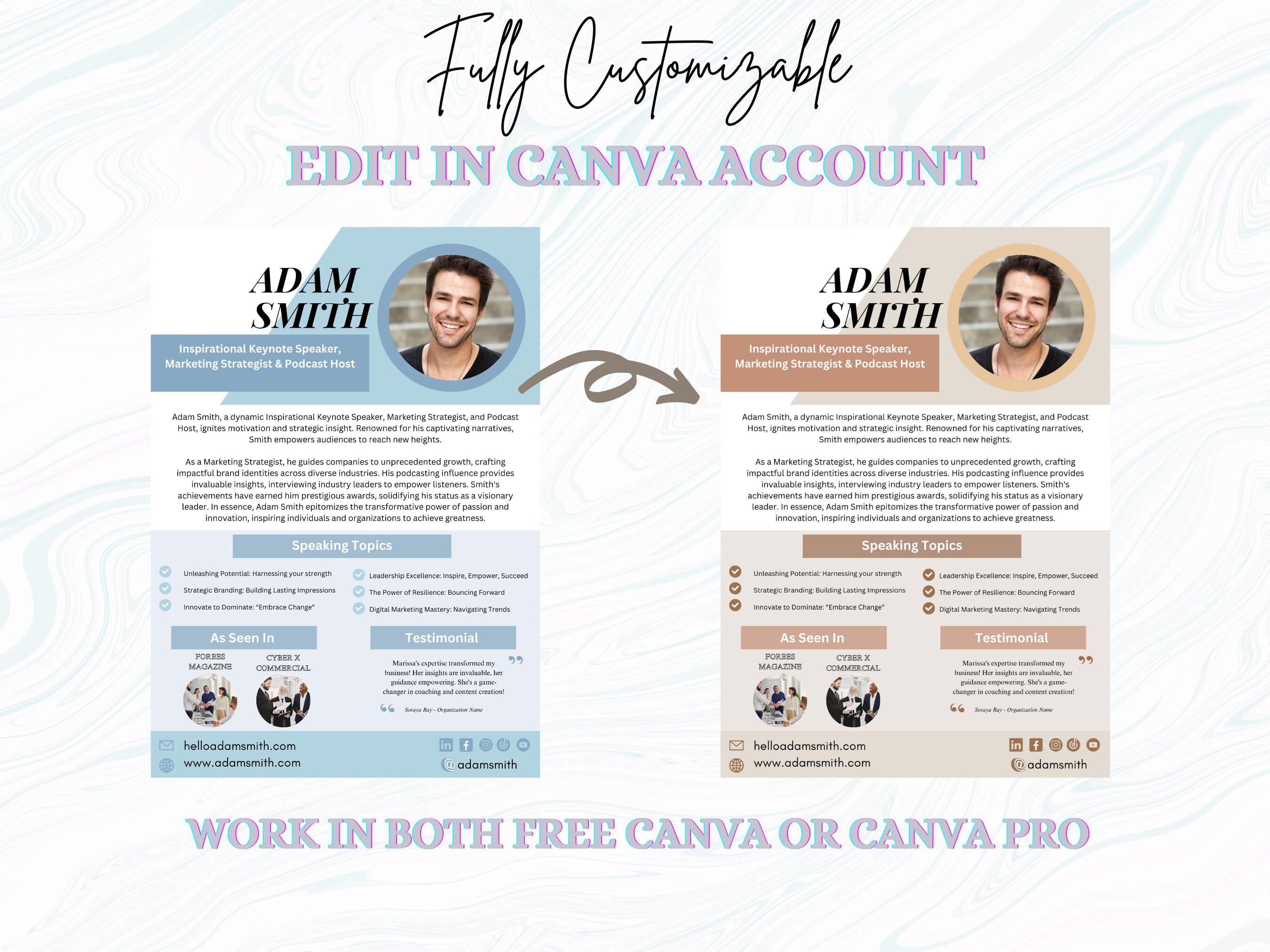 Printable Speaker Sheet Template Editable Keynote Speaker One Sheet ...