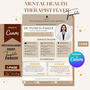Mental Health Therapist Flyer Editable Counseling Flyer for Counselor ...