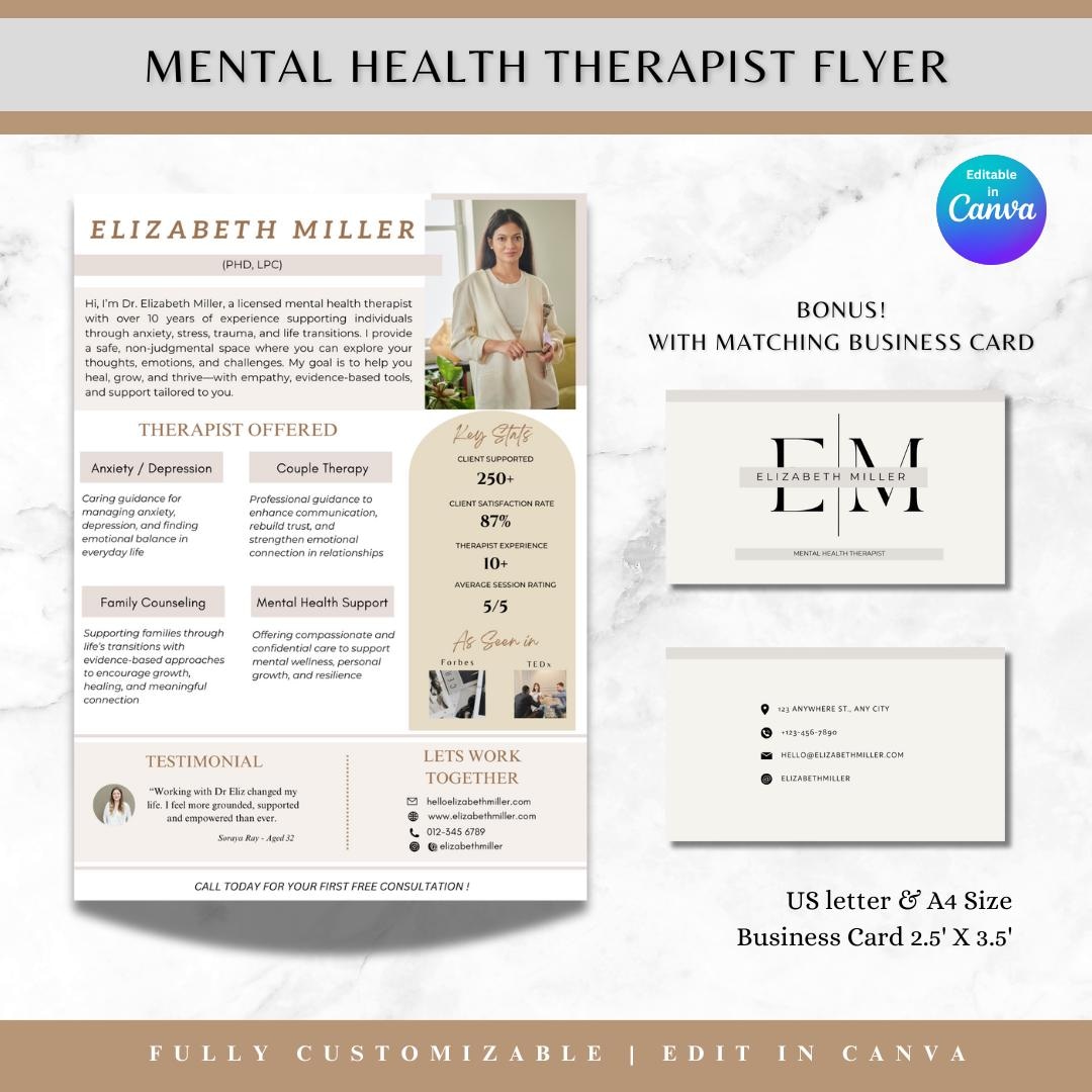 Mental Health Flyer Template Therapist Flyer Counselor Flyer Counseling ...