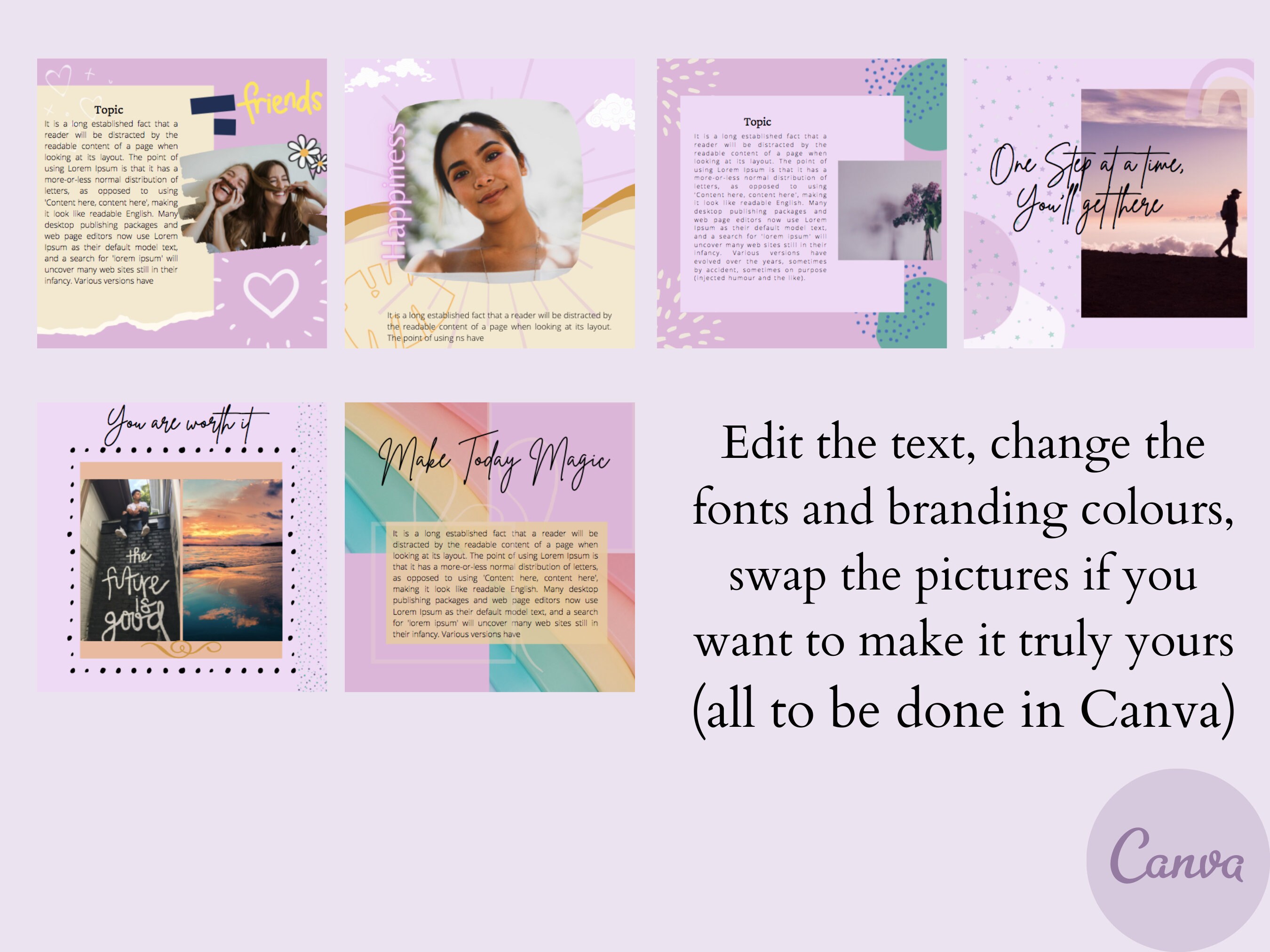 30+ Instagram Post Templates, Social Media Templates Canva, Purple and ...
