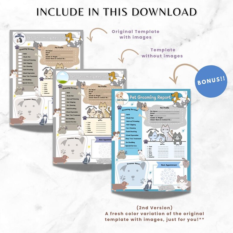Pet Grooming Report Card Template Dog Grooming Form Pet Spa Form Pet ...