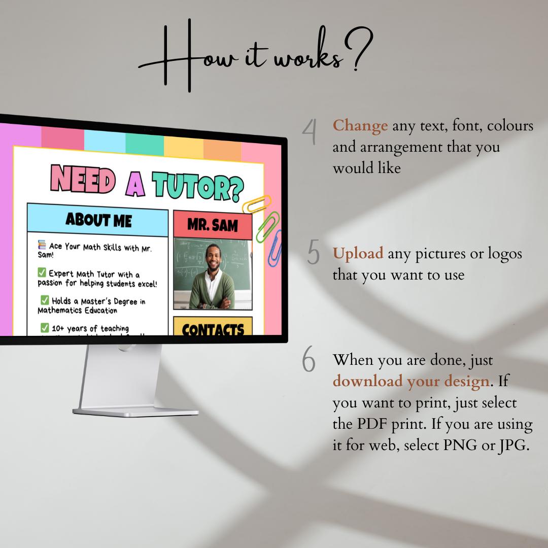 Tutoring Flyer Tutor Flyer for Teacher Online Tutoring Template ...