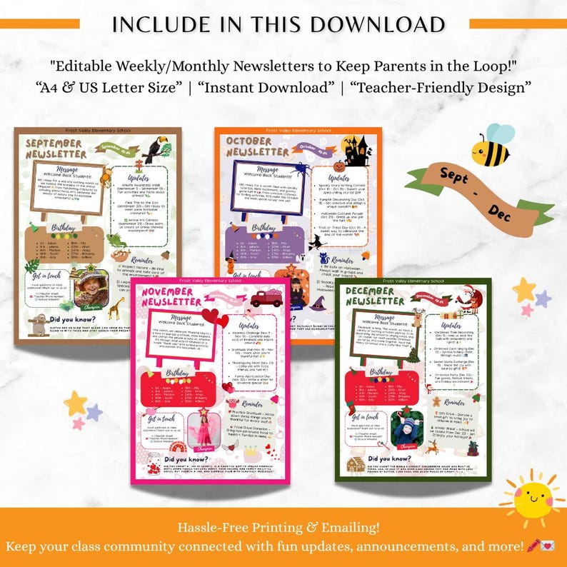 Monthly Classroom Newsletter Monthly Newsletter Weekly Newsletter for ...