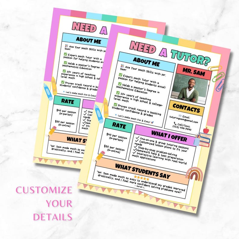 Tutoring Flyer Tutor Flyer for Teacher Online Tutoring Template ...