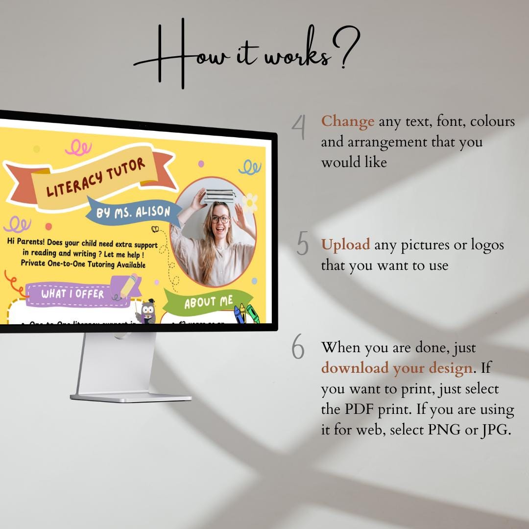 Editable Tutoring Poster for Teacher Printable Tutoring Flyer for ...