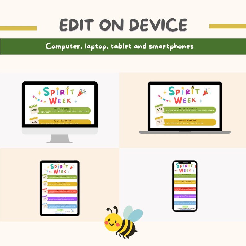 Editable Spirit Week Template School Newsletter Weekly Calendar School ...