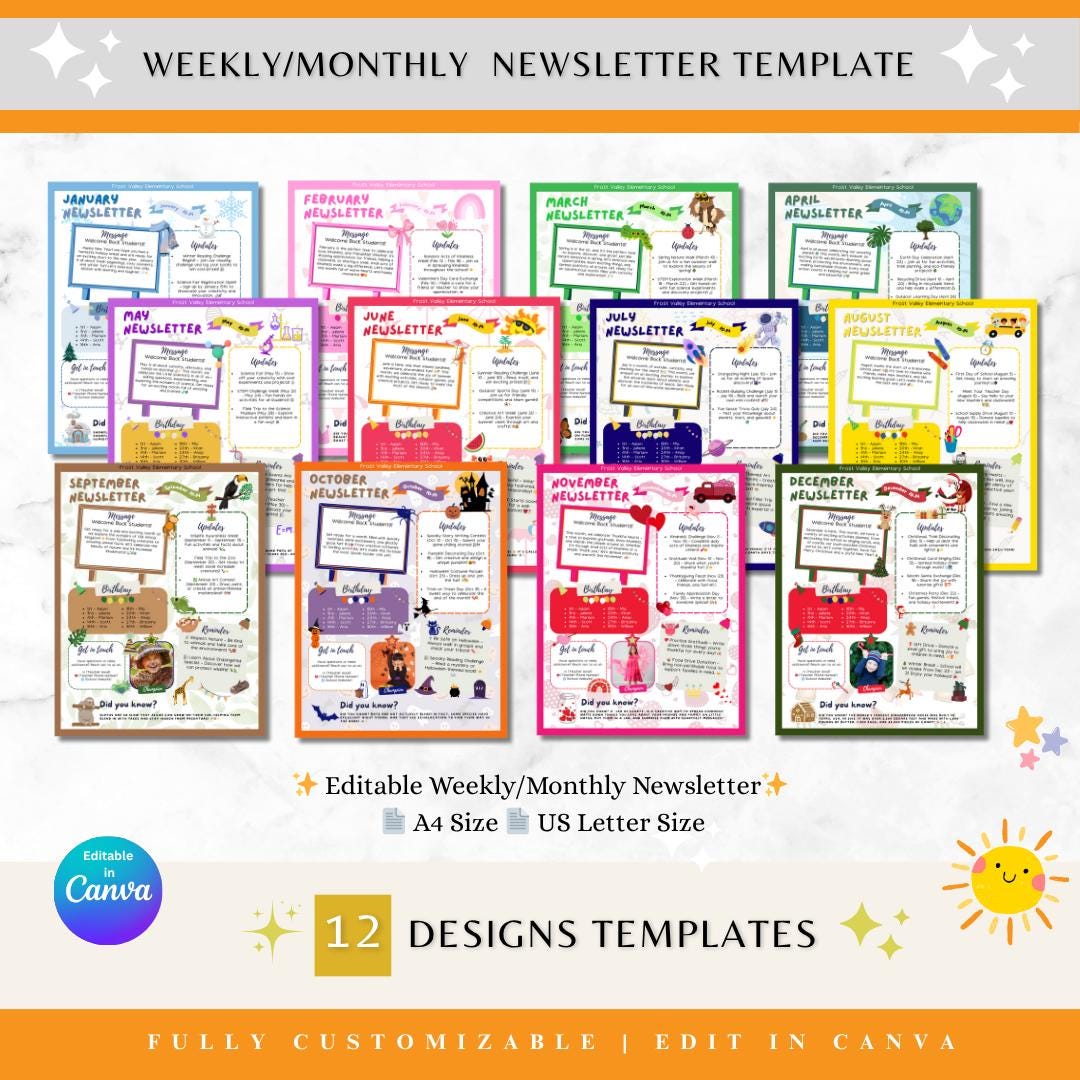 Monthly Classroom Newsletter Monthly Newsletter Weekly Newsletter for ...