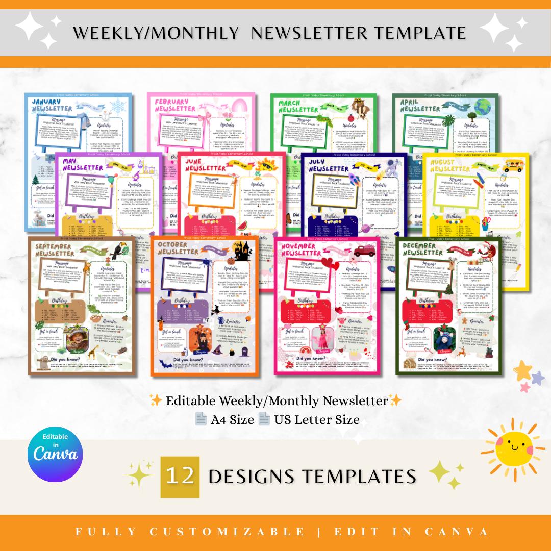 Monthly Classroom Newsletter Monthly Newsletter Weekly Newsletter for ...
