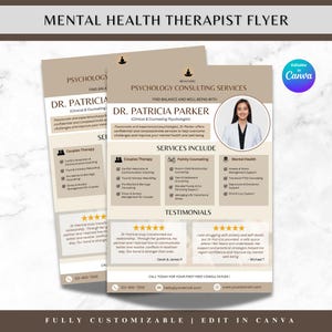 Mental Health Therapist Flyer Editable Counseling Flyer for Counselor ...