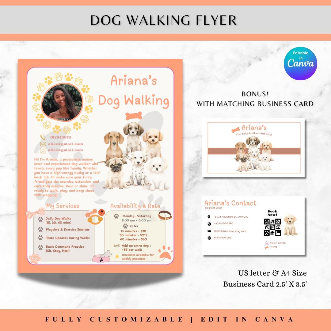 Pet Sitting Flyer Template for Pet Care, Dog Walking Flyer Pet Sitting ...