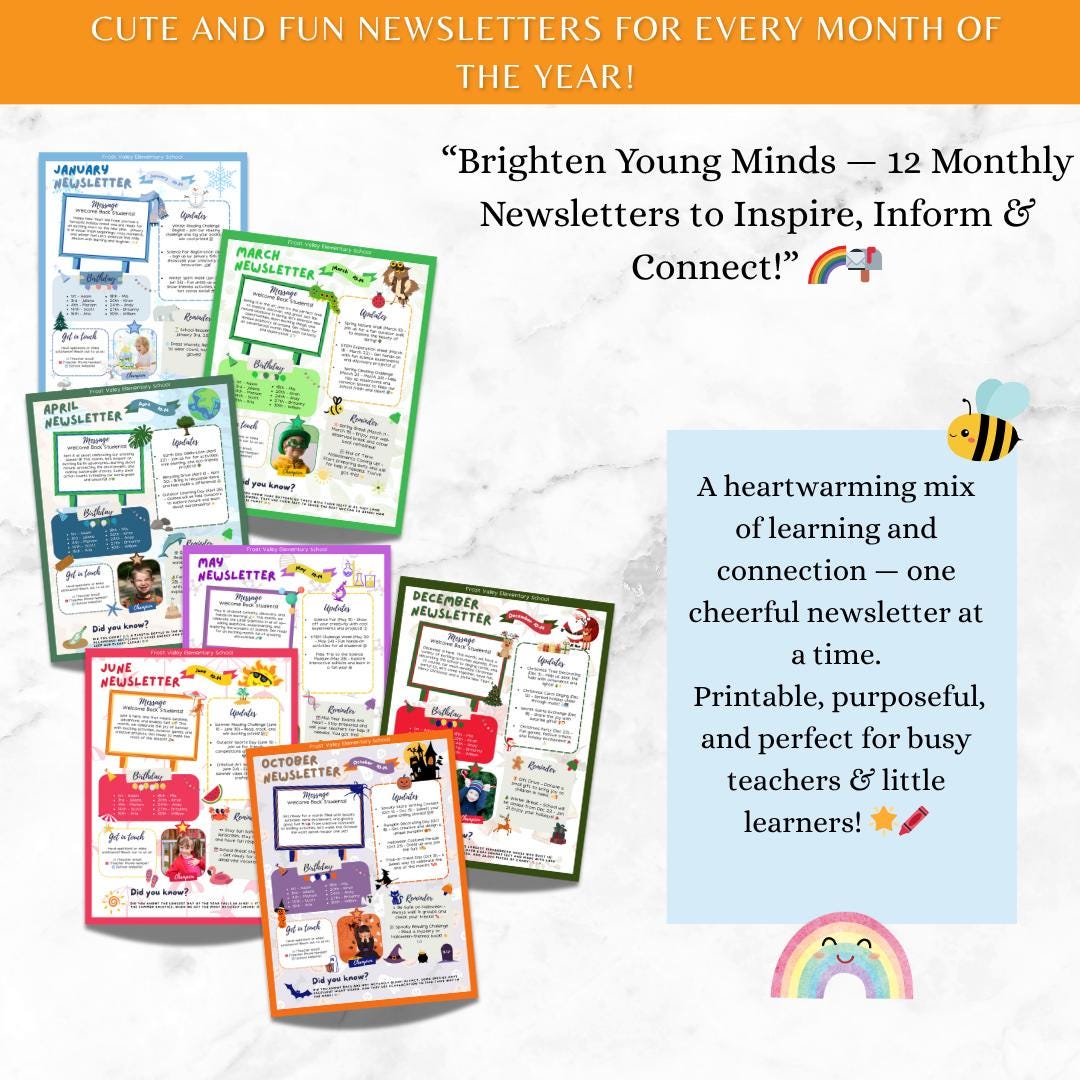 Monthly Classroom Newsletter Monthly Newsletter Weekly Newsletter for ...