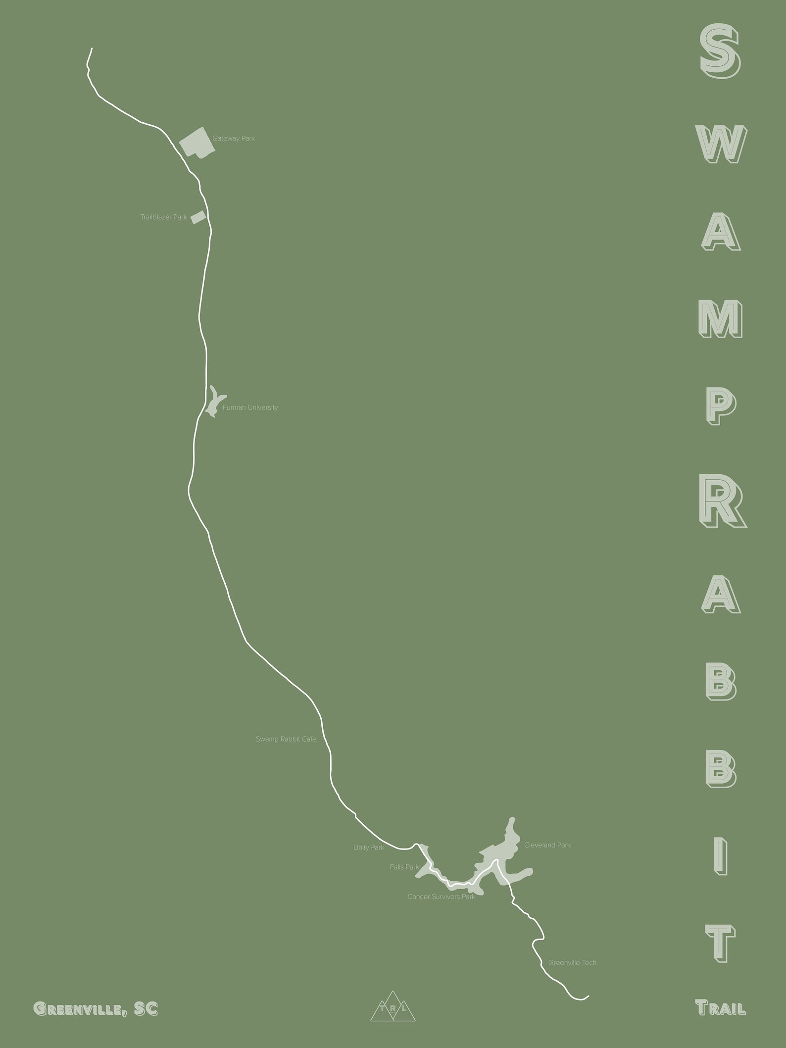 Swamp Rabbit Trail Map Swamp Rabbit Trail Poster Trail Maps Greenville ...