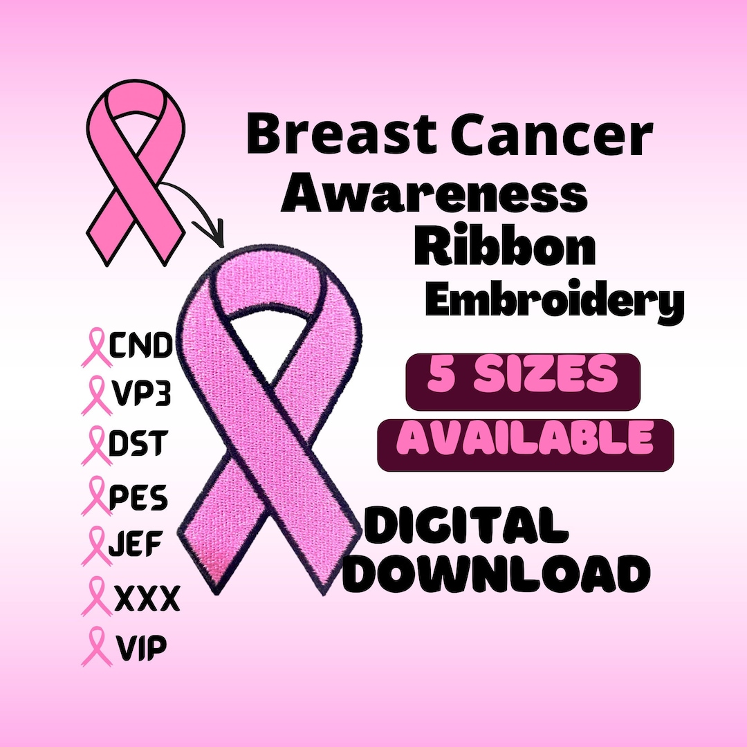 Pink Ribbon Embroidery Design: Breast Cancer Awareness (digital ...