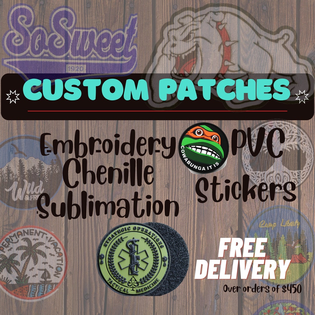Custom Patches: Embroidery, Chenille, PVC, Stickers - Etsy
