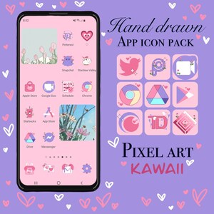 Kawaii / Cute Aesthetic Ios 14 App Icons / Android Pixel Hand Drawn - Etsy