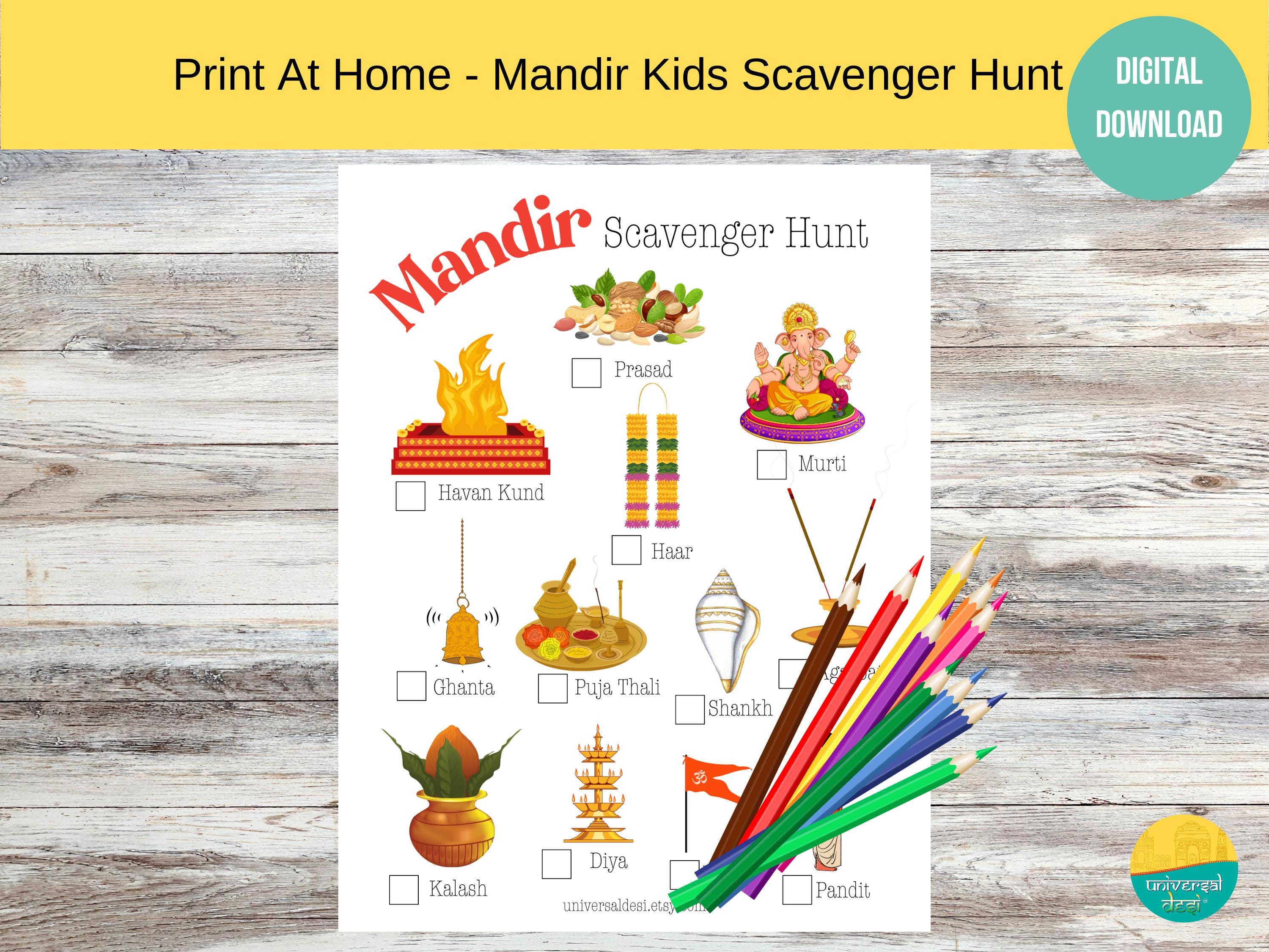 Mandir Scavenger Hunt: Kids Activity Sheet (digital Download) - Etsy