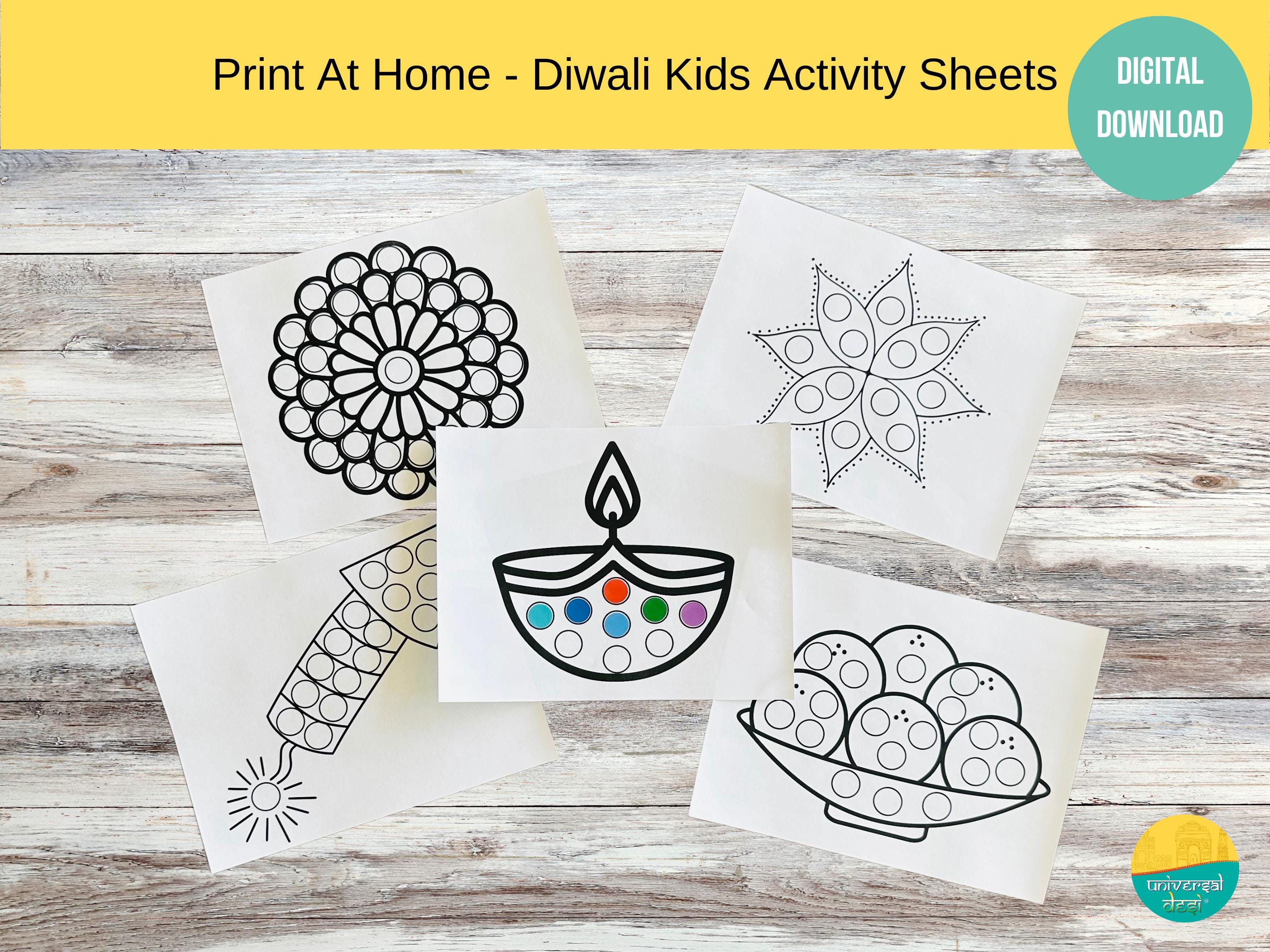 Diwali Favor Dot Sticker Printable Activity Sheets: Kids Printable ...