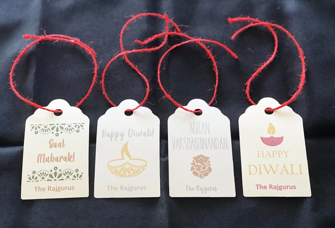 Personalized Diwali Gift Tags: Shimmer Cardstock, Indian New Year - Etsy