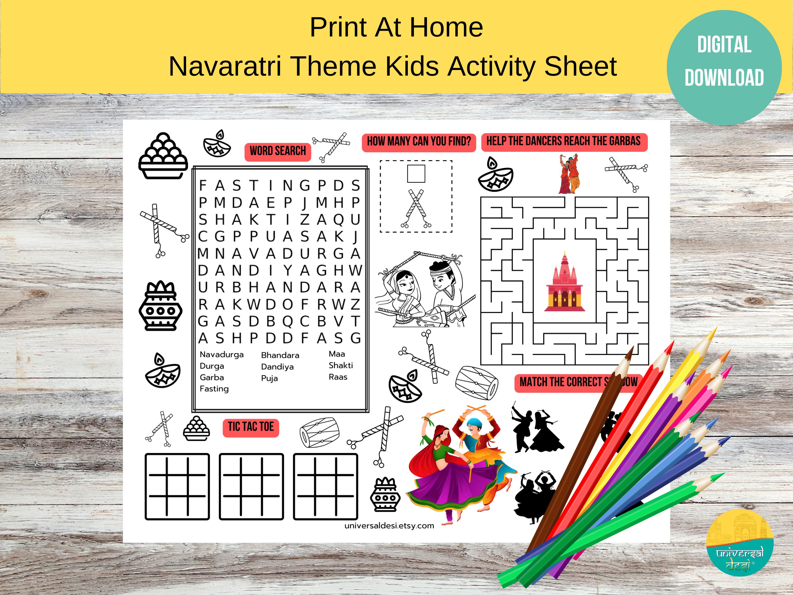 Navaratri Kids Activity Sheet: Printable Garba Theme (digital Download ...