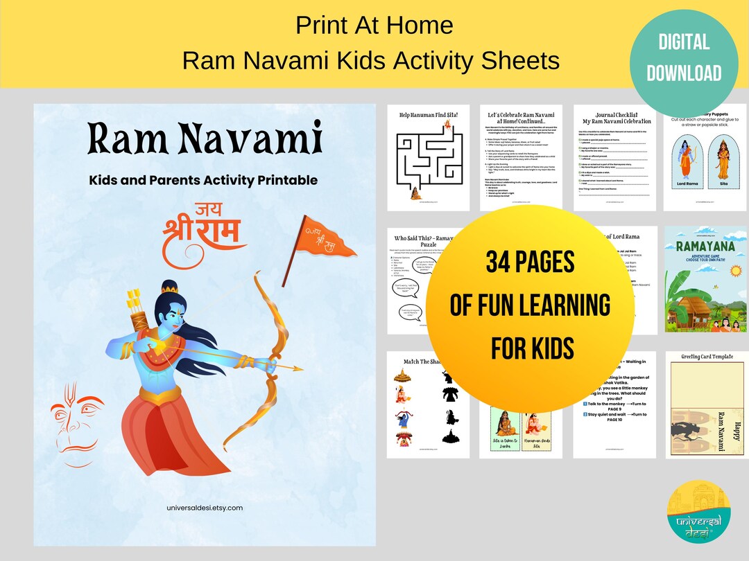 Ram Navami Kids Activity Booklet: Printable Learning Games (digital ...