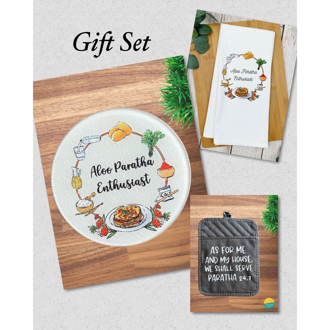 Indian Food Paratha Gift Set Includes Aloo Paratha Tea Towel, Paratha ...