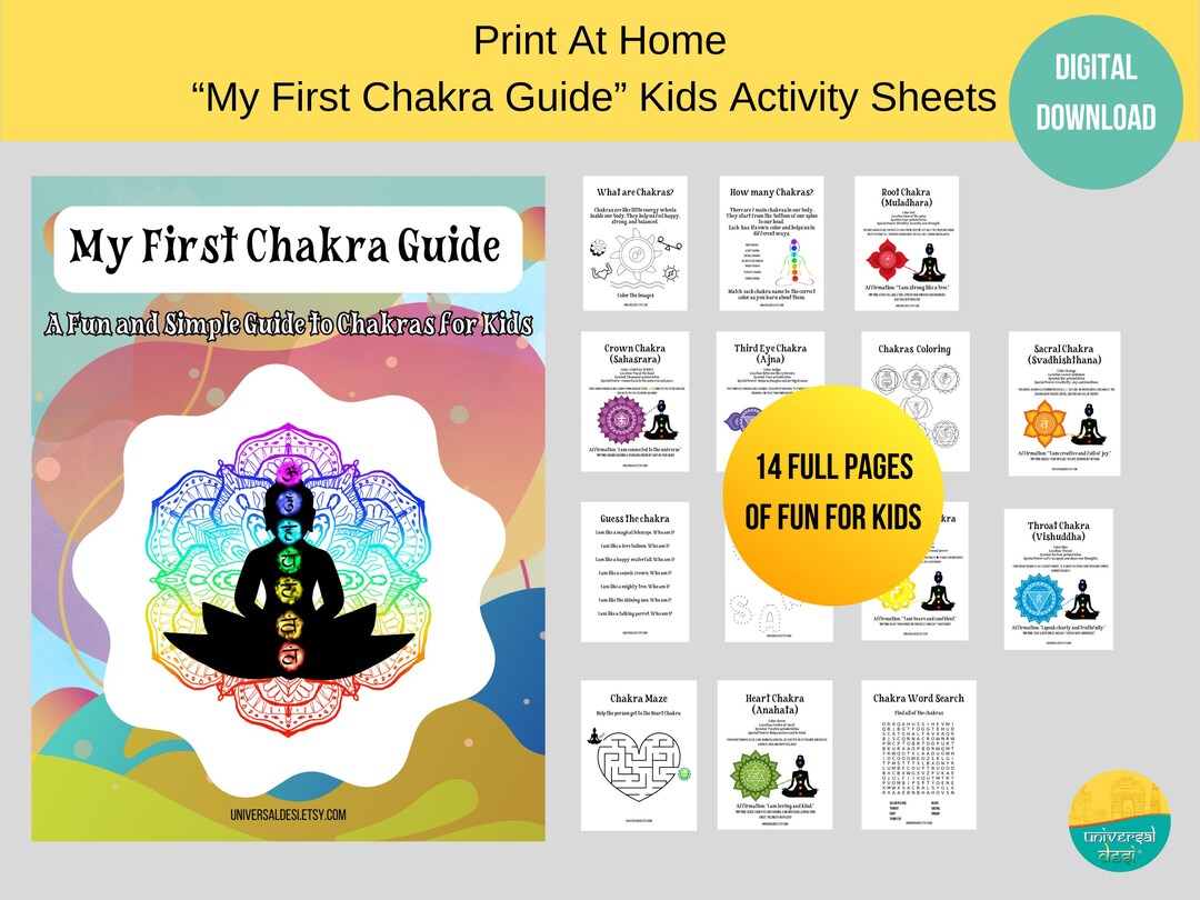 Chakra Learning Activity Sheets for Kids: 15 Page Printable (digital ...