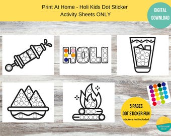 Happy Holi Kids Activity Sheet Printable on 8.5"x11" Paper, Instant ...