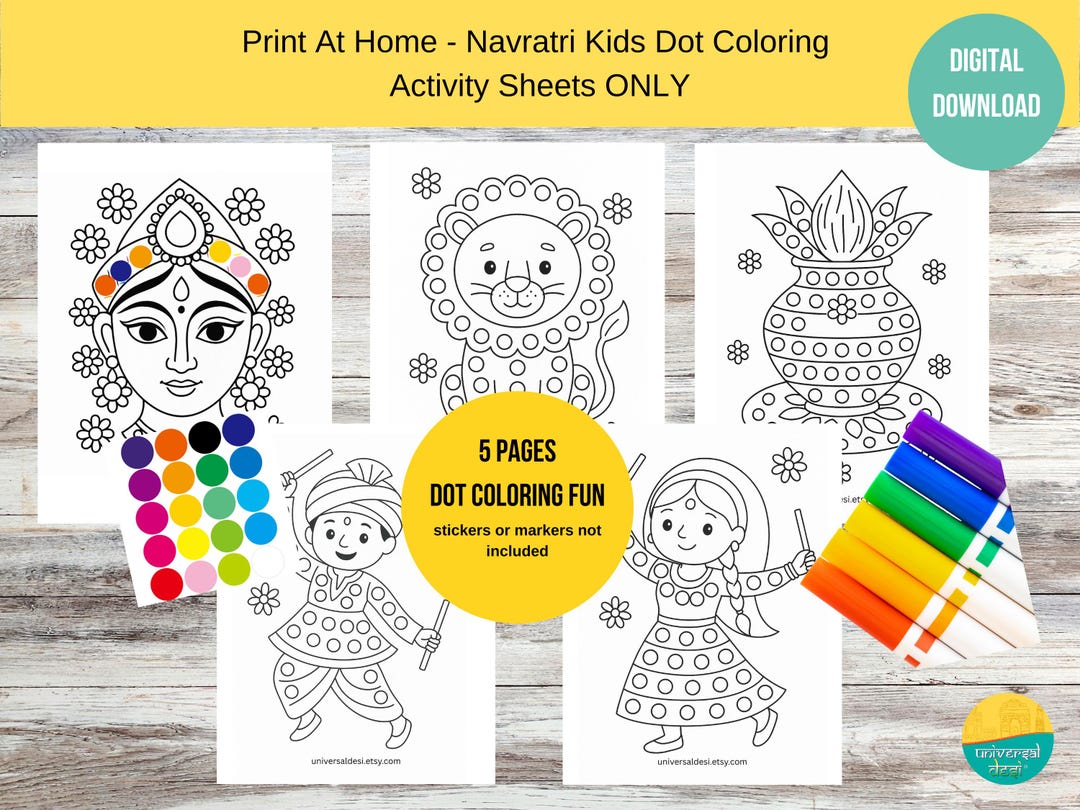 Navratri Favor Dot Coloring Printable Activity Sheets: Kids Printable ...