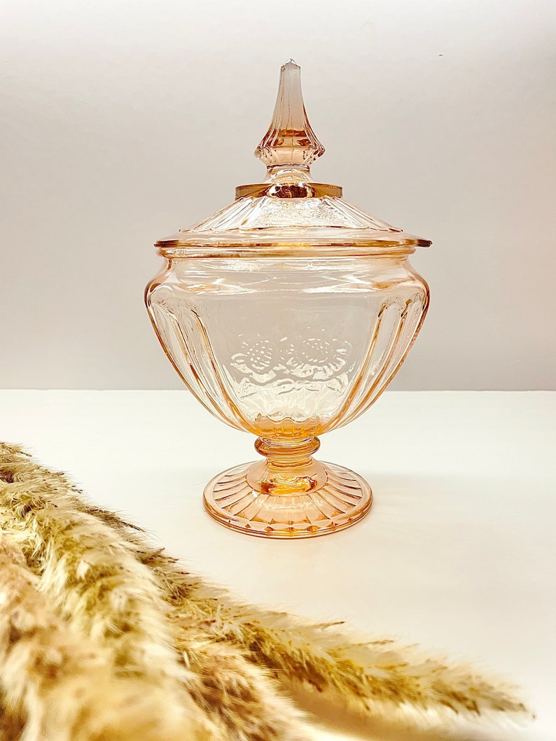 Authentic Pink Depression Glass Jar With Lid Mayfair Pattern - Etsy