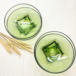 Vintage Hazel Atlas Green Depression Glass Set of 4 Bowls, 1960s Tableware, Dessert Ice Cream ...
