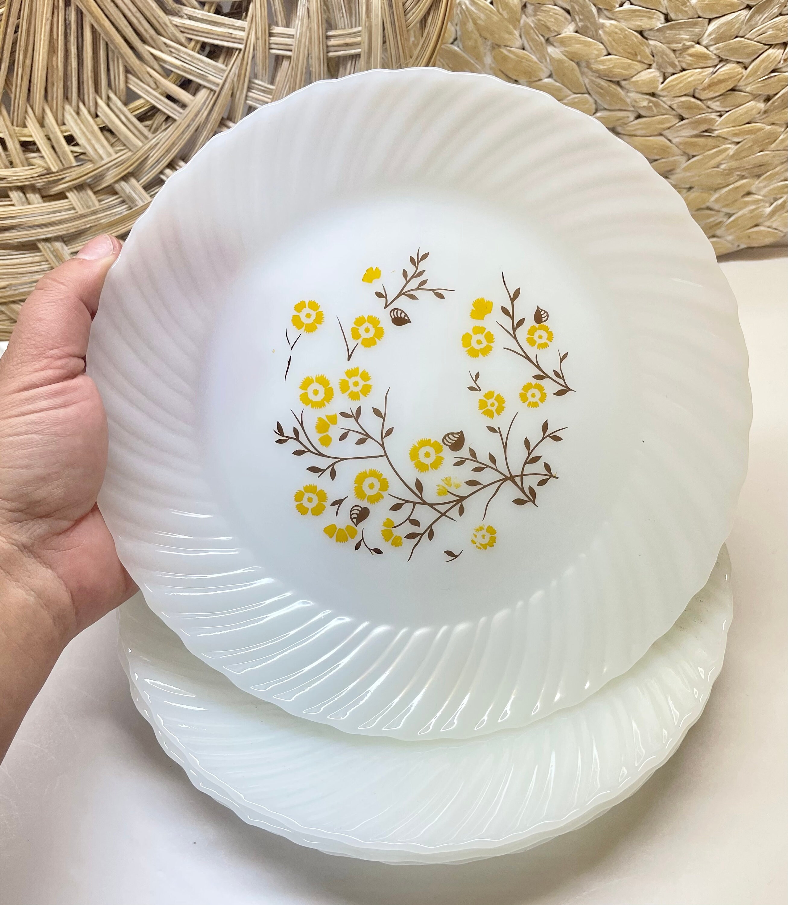 Set of 4 Vintage Termocrisa Milk Glass Dinner Plates Glass | Etsy