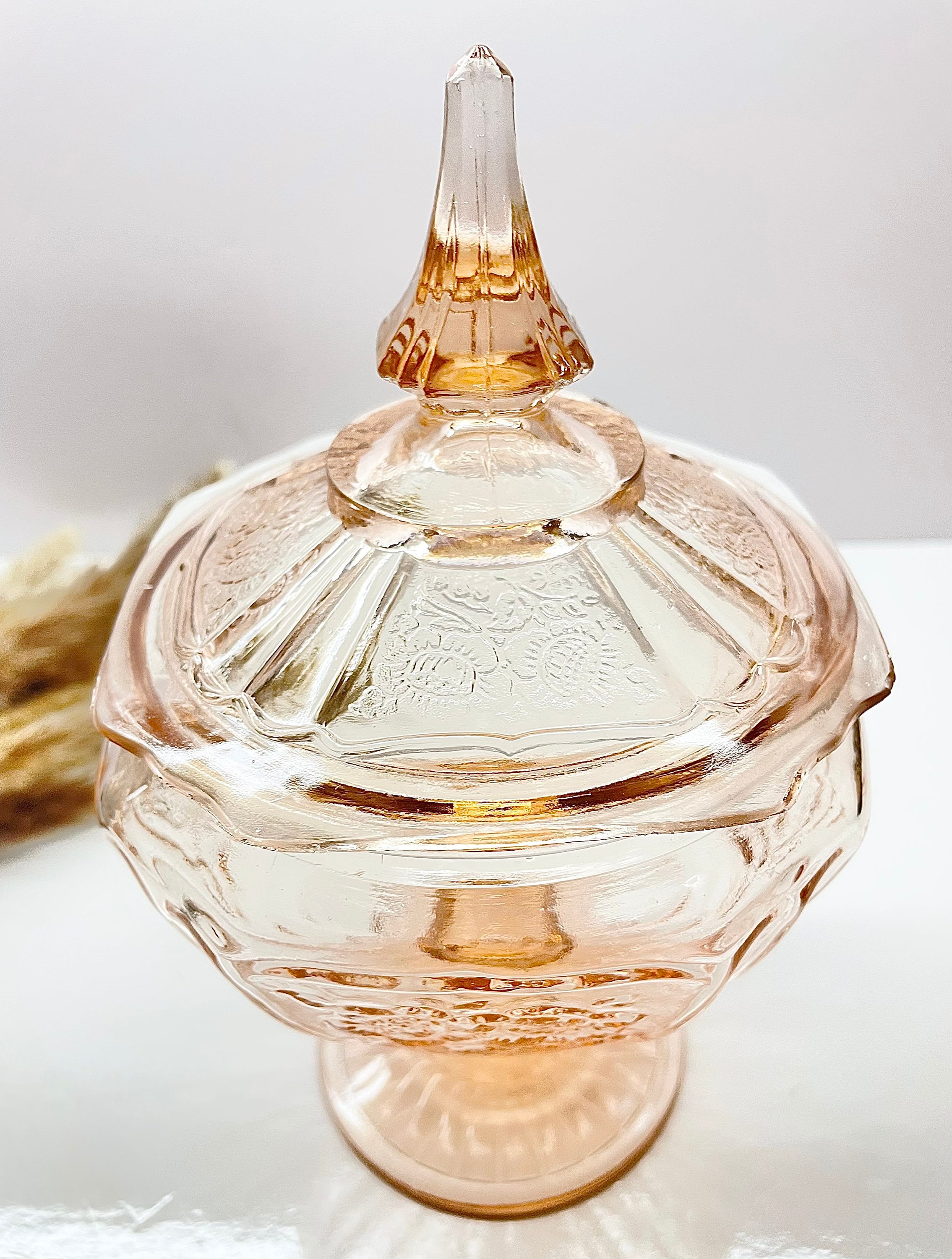 Authentic Pink Depression Glass Jar With Lid Mayfair Pattern - Etsy