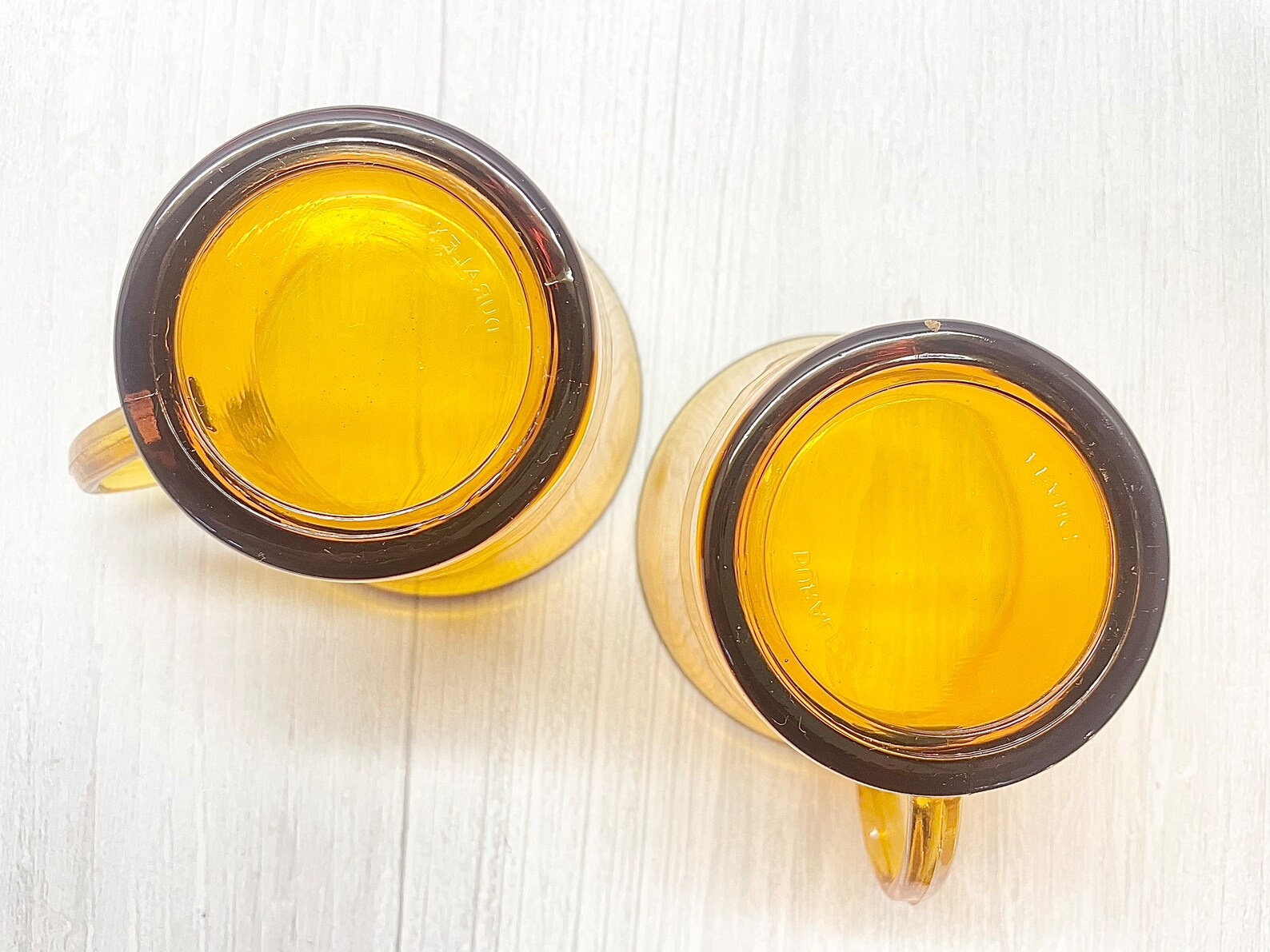 1970s Vintage Art Deco 8 Piece Duralex France Amber Glass Cup and ...