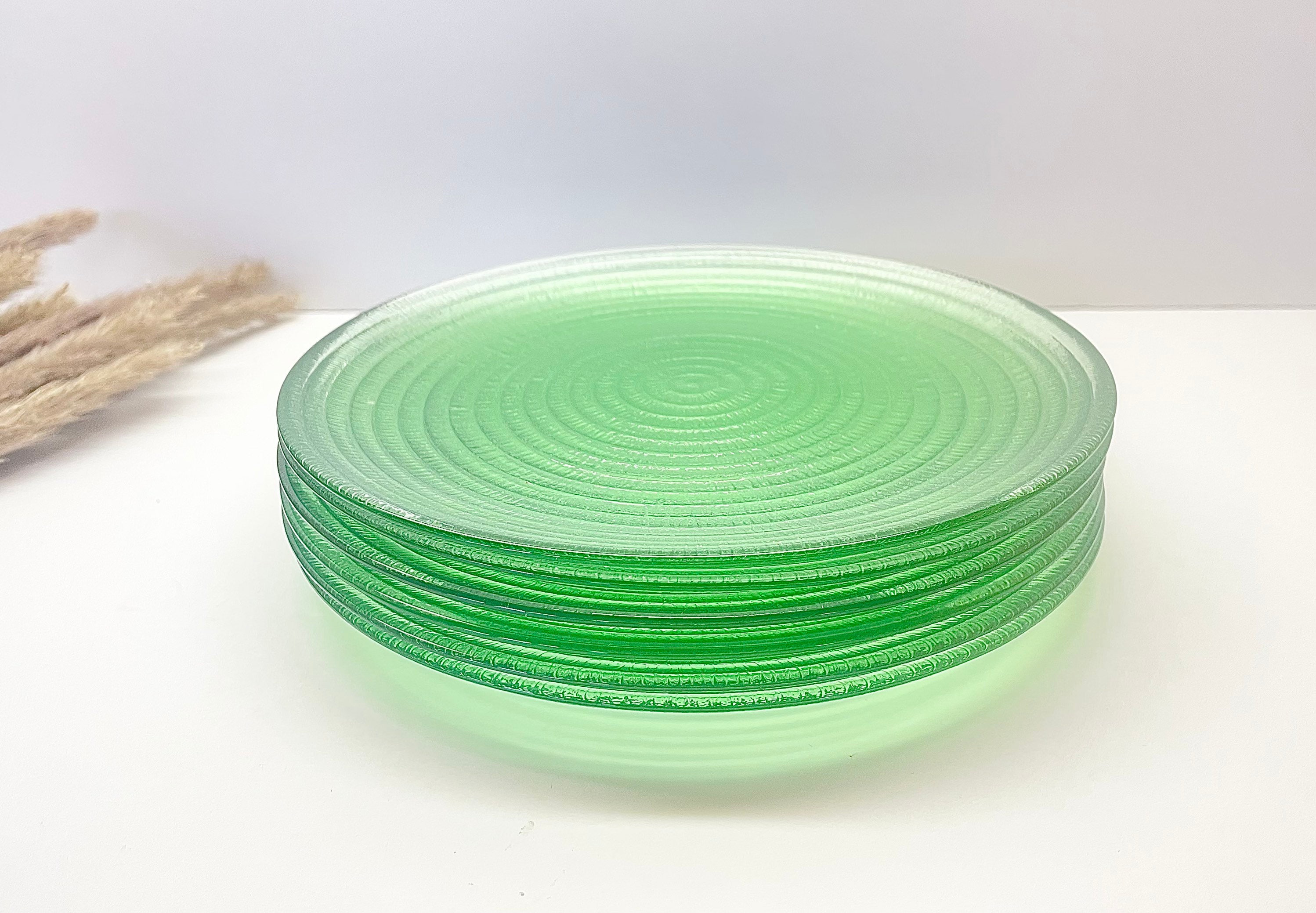 Set of 6 Vintage Arcoroc France Green Glass Bread Plates or | Etsy