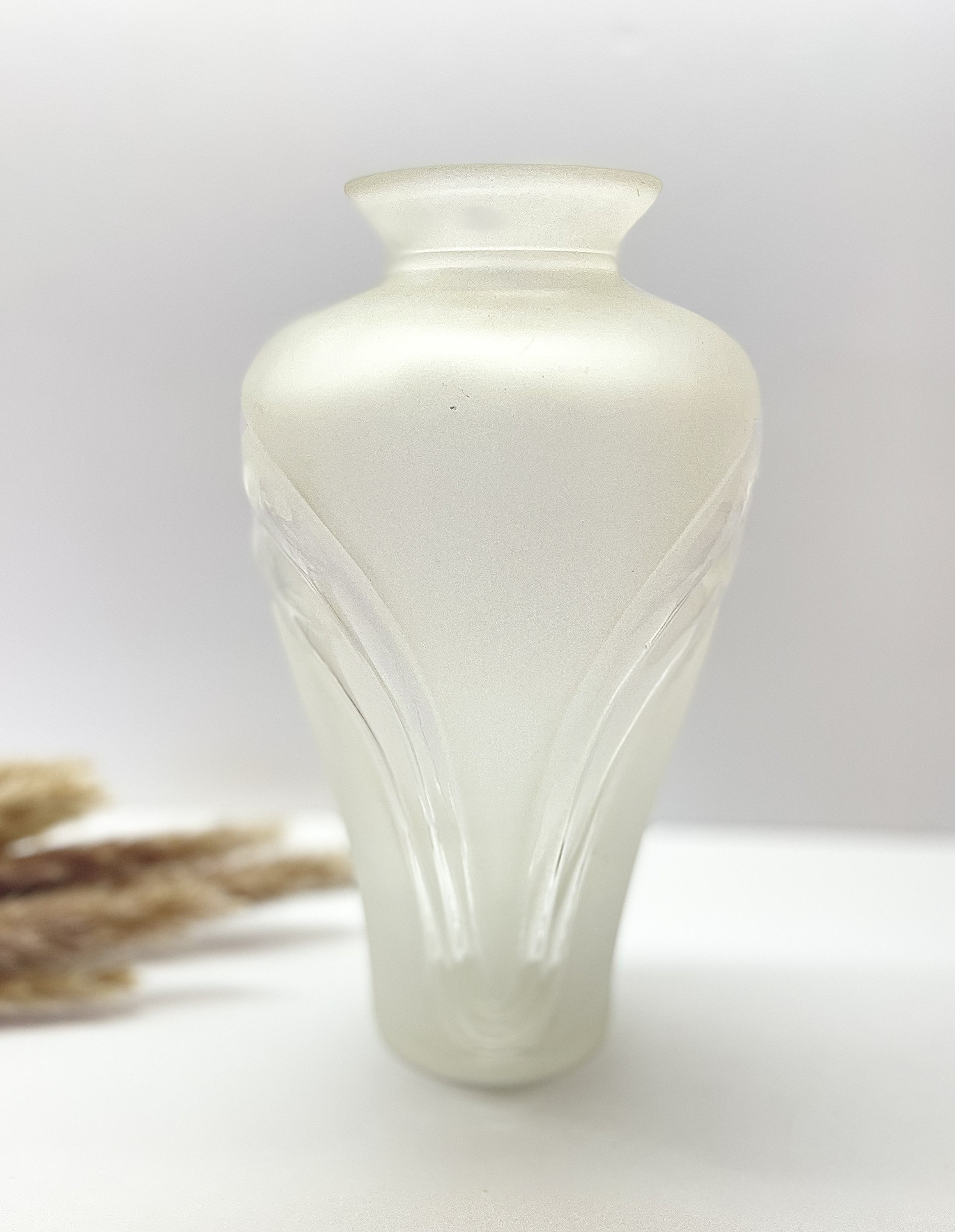 1980s Vintage Large Frosted Glass Art Deco Vase Shabby Chic - Etsy