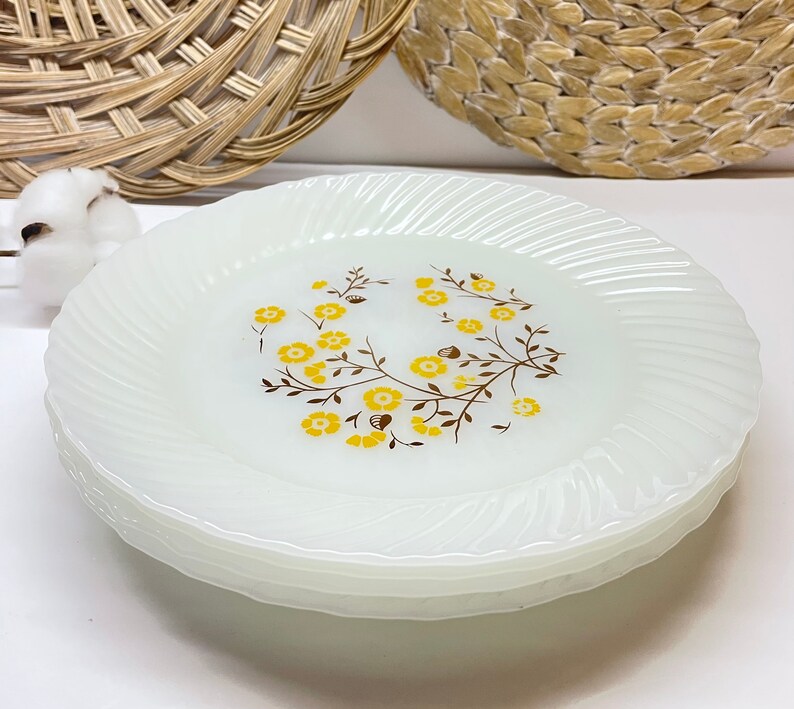 Set of 4 Vintage Termocrisa Milk Glass Dinner Plates Glass | Etsy