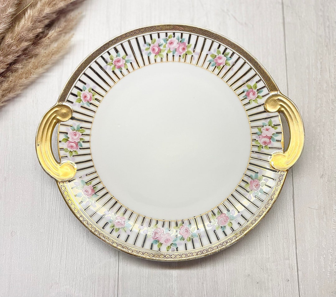 Antique Hand Painted Round Porcelain Nippon Decorative Serving Plate ...