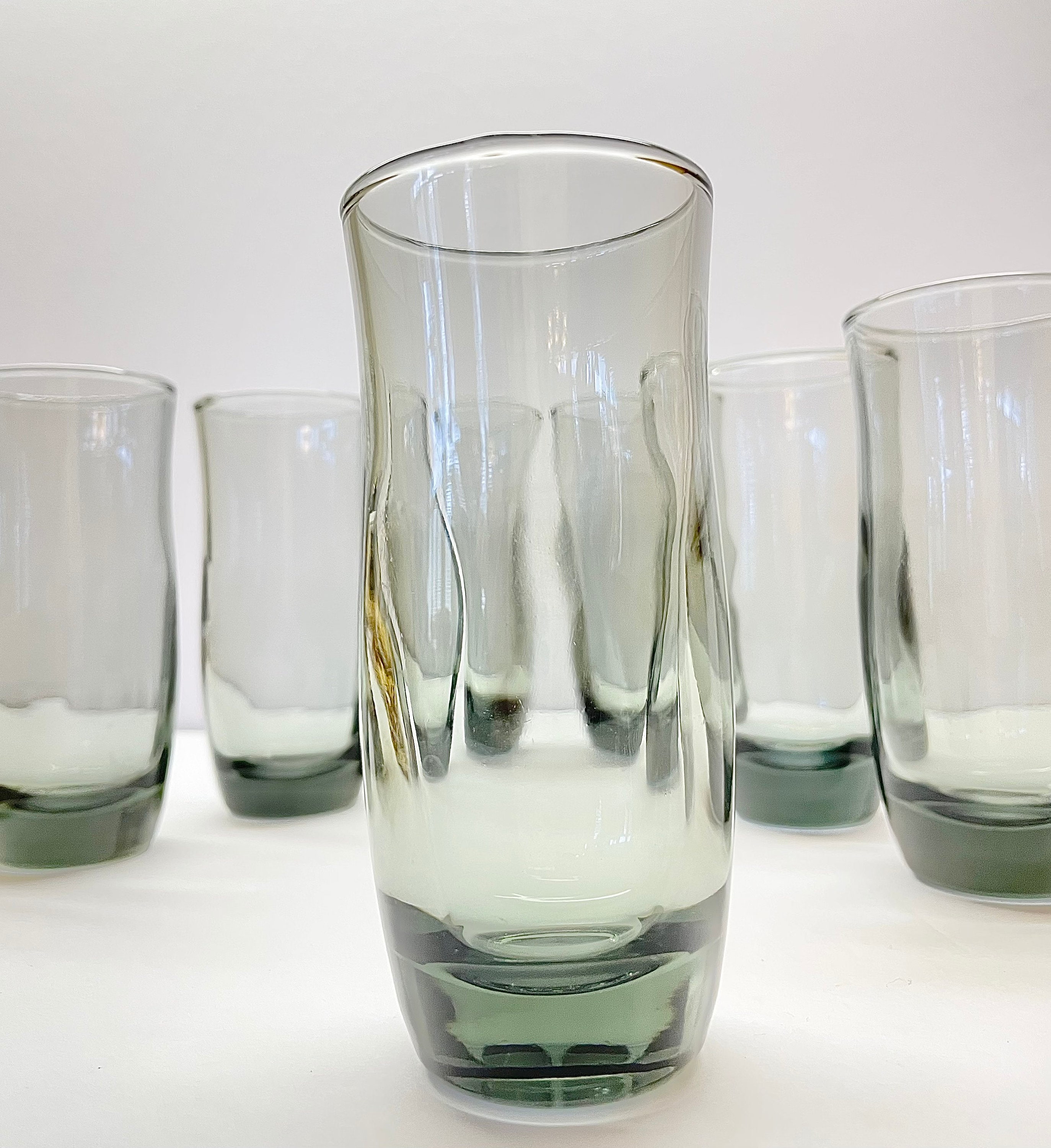 Set of 8 Vintage Smoked Glass Highball Juice Glasses Cocktail - Etsy