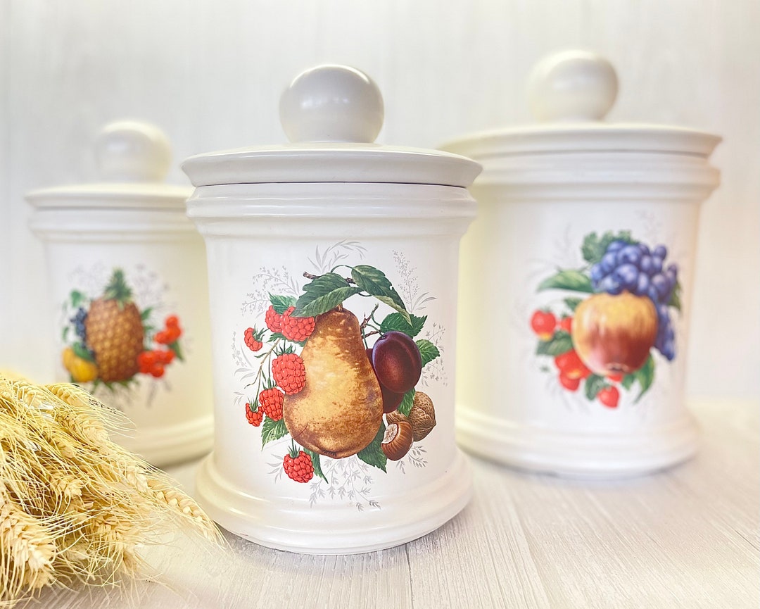 Set of 3 Rare Vintage Mccoy Ceramic Kitchen Canisters, Pantry Storage ...